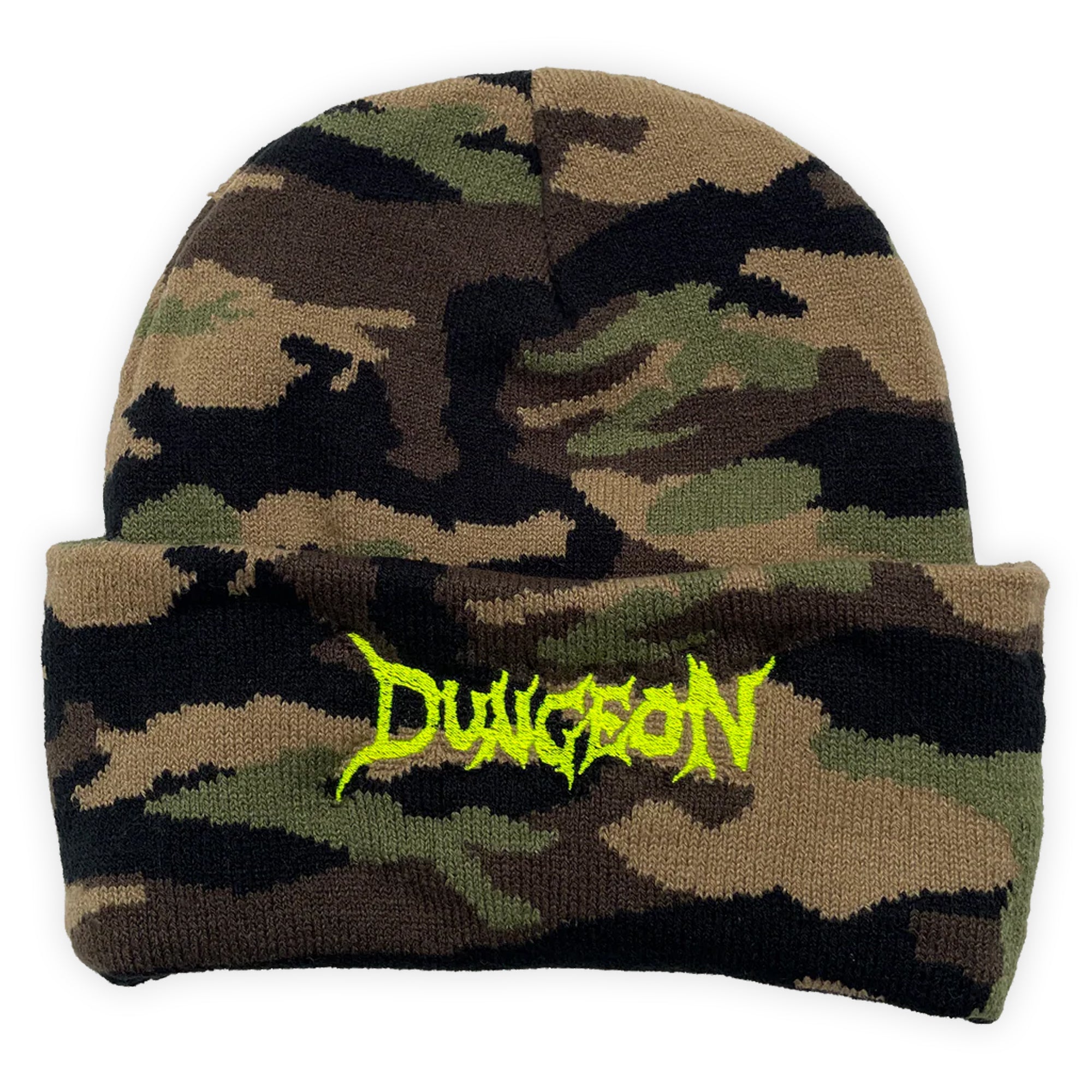 Dungeon Logo Beanie - Jungle Camo / Neon Yellow – Pass~Port